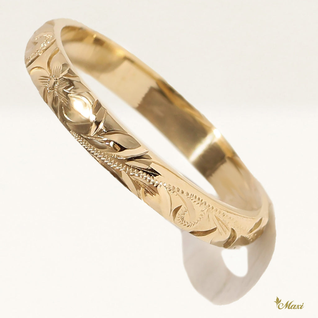 [14K/18K Gold/Platinum] 3mm Custom Hawaiian Ring – Maxi Hawaiian ...